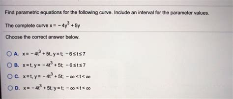 Solved Find Parametric Equations For The Following Curve Chegg