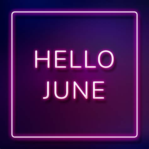 Neon Hello June Text Frame