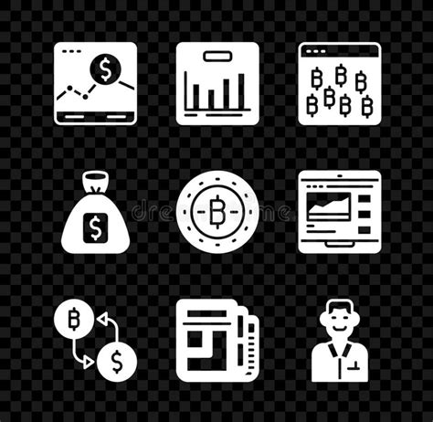 Set Website With Growth Graph Pie Chart Infographic Bitcoin Browser