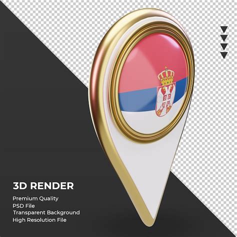 Premium PSD 3d Location Pin Serbia Flag Rendering Left View
