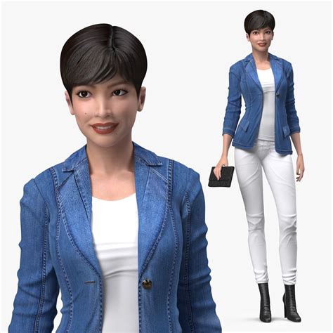 Asian Street Fashion Woman Standing Pose 3d Model 159 3ds Blend