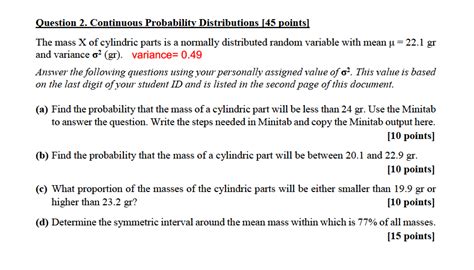 Solved Question Continuous Probability Distributions Chegg