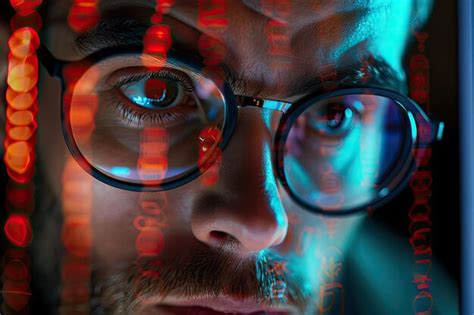 premium photo programmer with eyeglasses hacking computer with virus