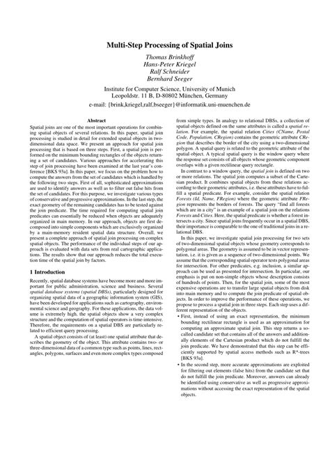 Pdf Multi Step Processing Of Spatial Joins