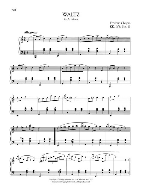 Waltz in A minor KK IVb No 11 Sheet Music Frédéric Chopin Piano
