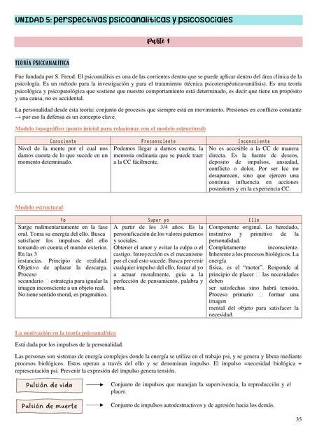 Teoría Psicoanalítica Y Psicosociales En Personalidad Psicomatices