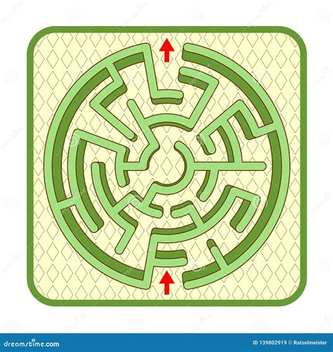 3d Hedge Maze Top View Circle Shaped Cobbled Yard Background Vector