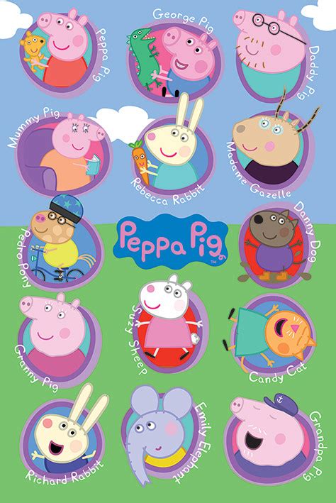 Peppa Pig Multi Characters Póster Lámina Compra En Posterses