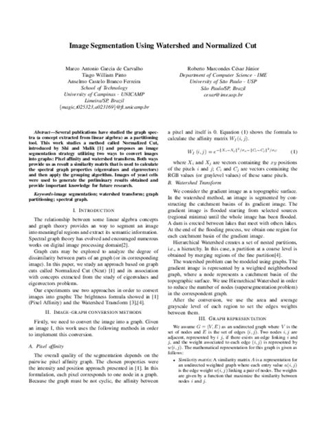 Pdf Image Segmentation Using Watershed And Normalized Cuts