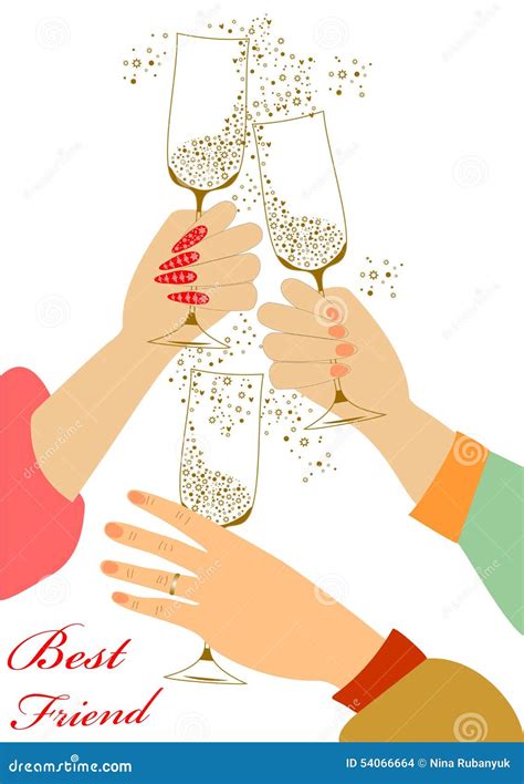 Holiday Toast With Champagne Glasses Stock Illustration Illustration