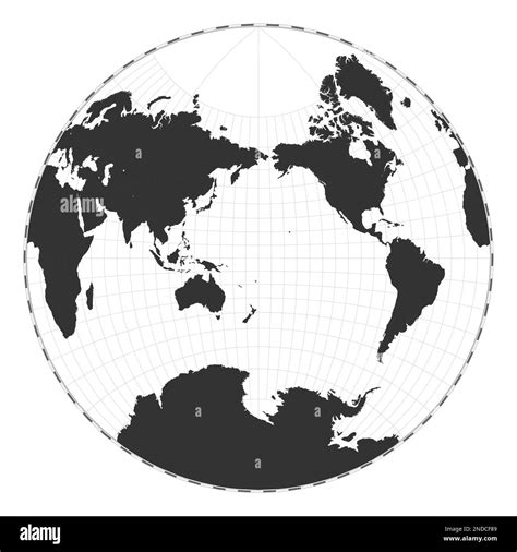 Vector World Map Van Der Grinten Ii Projection Plain World Geographical Map With Latitude And