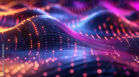 Machine Learning Model Training Data Flow Visualization Glowing Lines