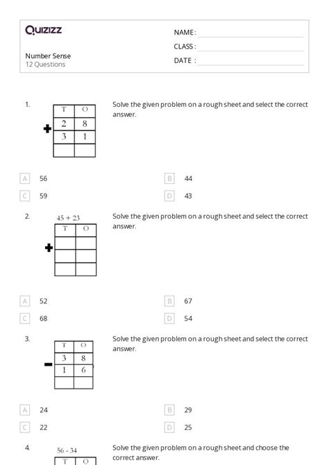 50 Number Sense Worksheets For 2nd Class On Quizizz Free And Printable