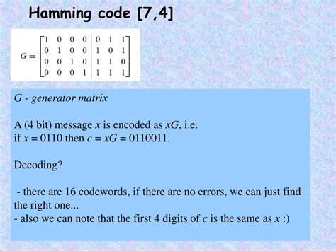 Hamming Codes Golay Codes Ppt Download