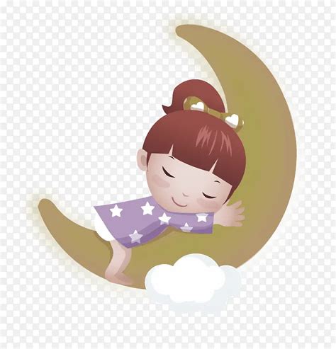 棕色卡通月亮女孩装饰图案PNG图片素材下载 图片编号qxjwrabm 免抠素材网