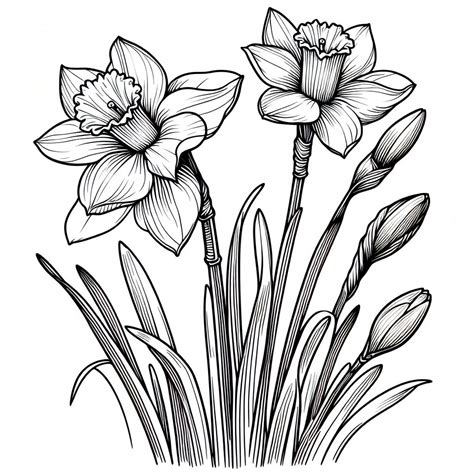 Daffodil Flower 🌼 Coloring Page