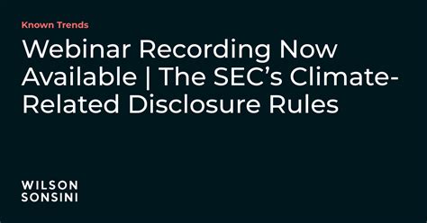 Webinar Recording Now Available The Secs Climate Related Disclosure