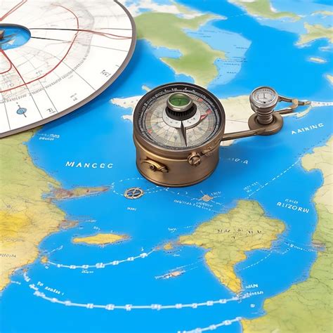 Premium Ai Image Magnetic Compass And Location Marking With A Pin On