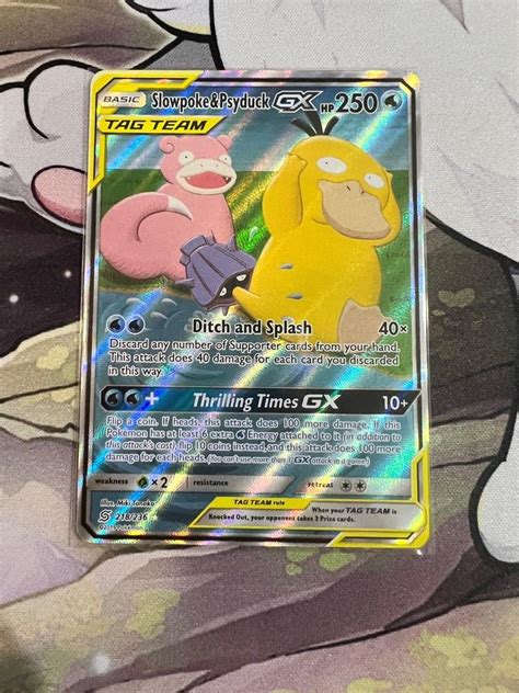 Slowpoke psyduck gx AA tag team Pokémon tcg Hobbies Toys Toys Games on Carousell