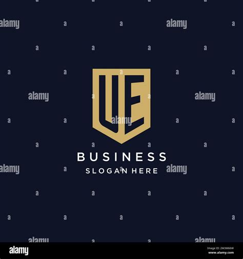 Ue Monogram Initials Logo Design With Shield Icon Template Stock Vector