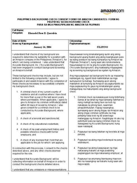 Background Check Consent Forms Pdf