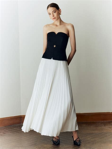 Off Shoulder Pleated Long Dress Commense