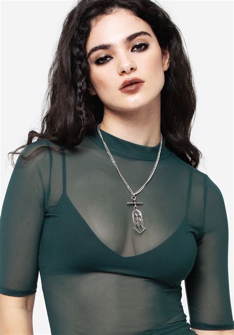 Disturbia Jinx Mesh Short Sleeve Top Green Tops