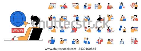 Programming Concept Character Situations Mega Set เวกเตอรสตอก ปลอด