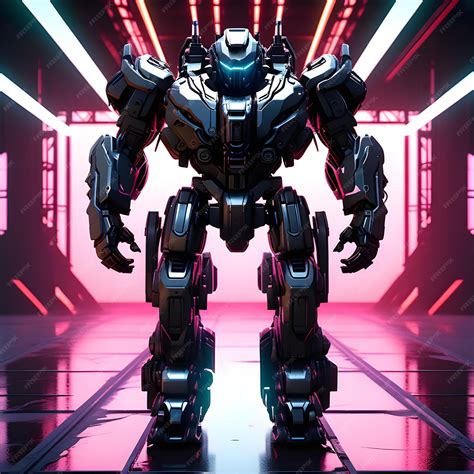 Premium Photo Robot And Neon Lights