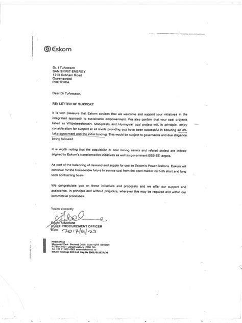 Letter From Eskom
