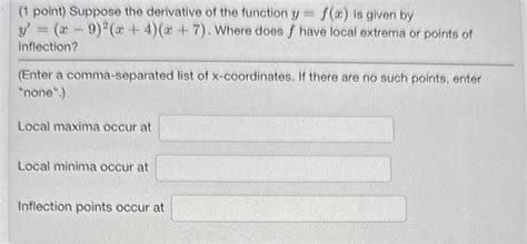 Solved 1 Point Suppose The Derivative Of The Function