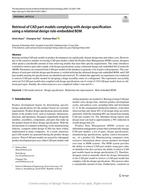 Retrieval Of Cad Part Models Complying With Design Specification Using A Relational Design Rule