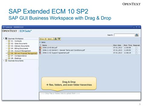 sap extended ecm 10 sp2 sap gui business workspace with drag and drop ppt