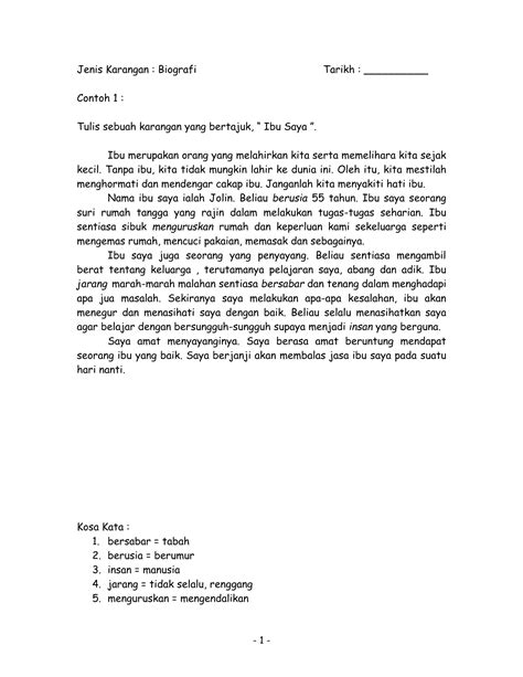 Contoh Karangan Diri Saya Tahun 4 Karangan Tentang Diri Saya Pdf