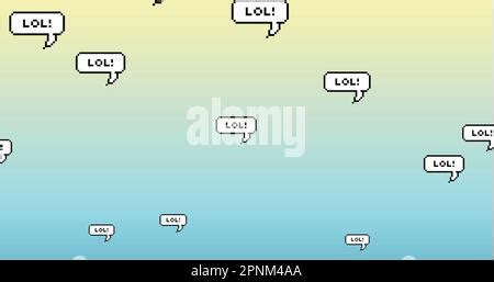 Image of lol text in speech bubbles over map against gradient background. Digitally generated ...