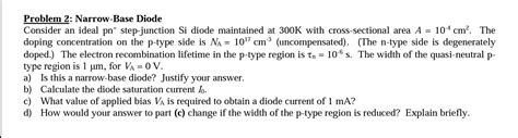 Solved Problem Pn Junction Small Signal Model For The Chegg Com