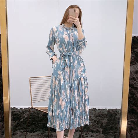 고급스러운 프릴 리본 핸드메이드 주름 롱원피스 핑크베이지스카이블루블랙