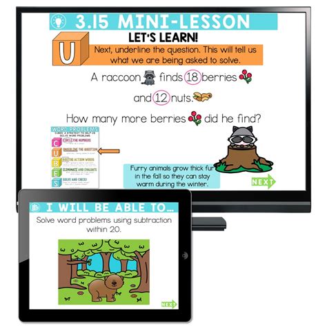 Lucky To Learn Math 1st Grade Lesson 315 Subtraction Word Problems Teaching Slides
