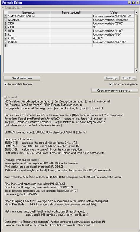 Equation Parser Problems In Formula Editor Bugs Issues Molflow