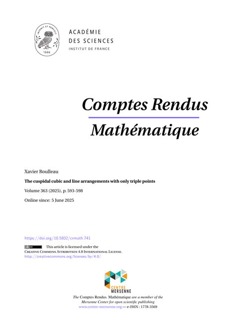Pdf The Cuspidal Cubic And Line Arrangements With Only Triple Points