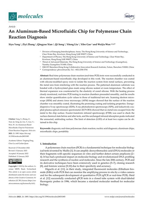 Pdf An Aluminum Based Microfluidic Chip For Polymerase Chain Reaction Diagnosis