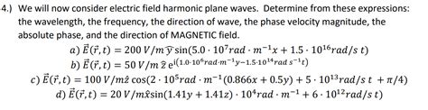 Solved We Will Now Consider Electric Field Harmonic Plane
