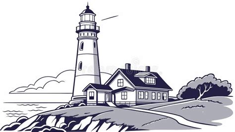 Lighthouse On Coast Nautical Guide Seaside Beacon Vector Design Generative Ai Stock Vector
