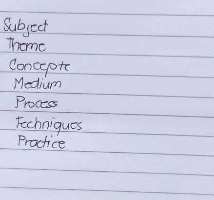Subject Theme Concept Medium Process StudyX