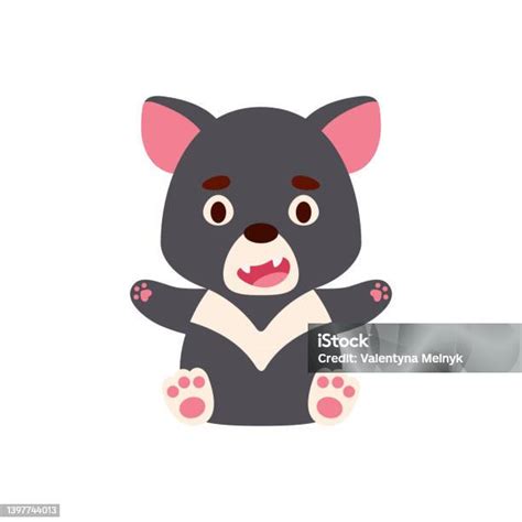 귀여운 작은 앉아있는 태즈메이니아 악마 아이 티셔츠 보육원 장식 베이비 샤워 인사말 카드 초대장 북마크 집 인테리어를위한 만화