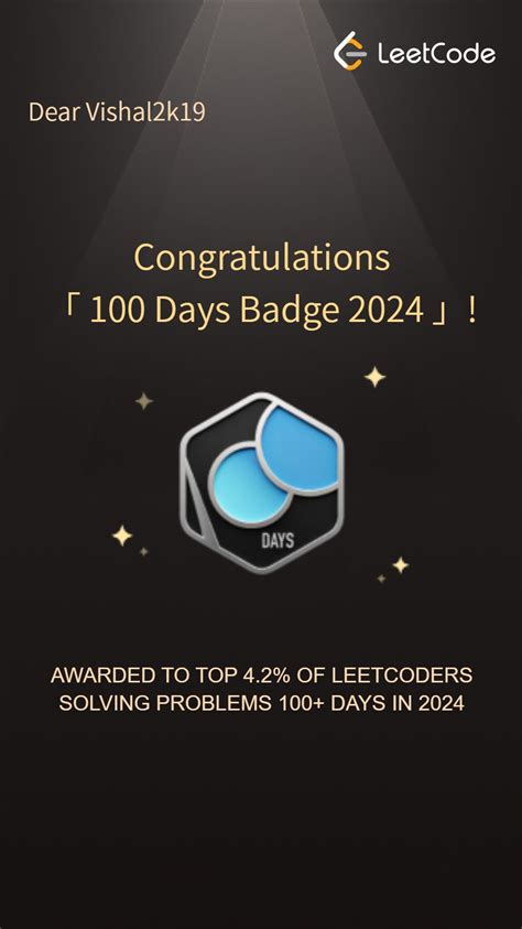 Vishal Maddheshiya On Linkedin Achievement Leetcode 100daysbadge
