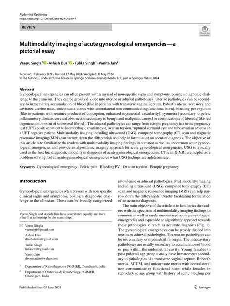 Pdf Multimodality Imaging Of Acute Gynecological Emergencies—a