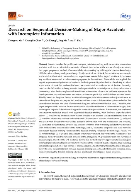 Pdf Research On Sequential Decision Making Of Major Accidents With Incomplete Information