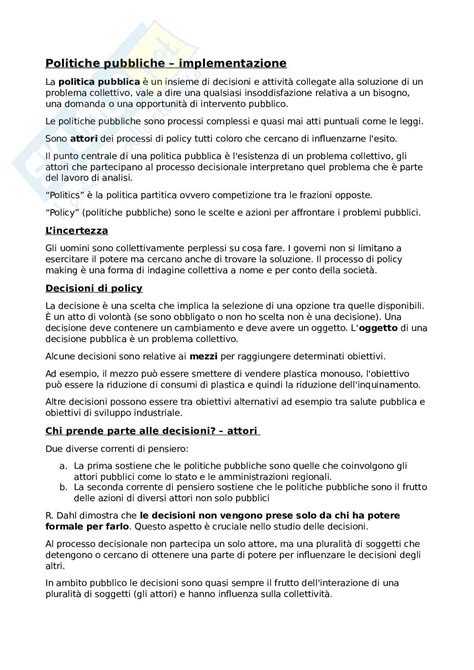 Appunti Di Politiche Pubbliche