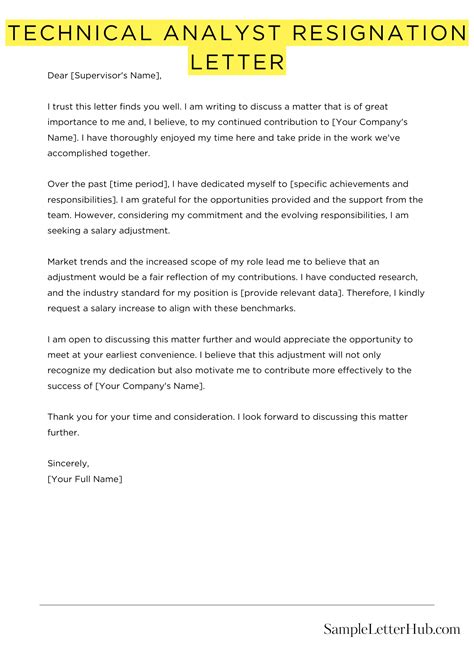 Technical Analyst Resignation Letter Free Samples